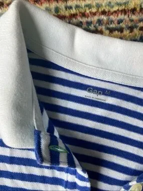 GAP | Tops | Gap Blue And White Striped Polo With Contrast Collar ...